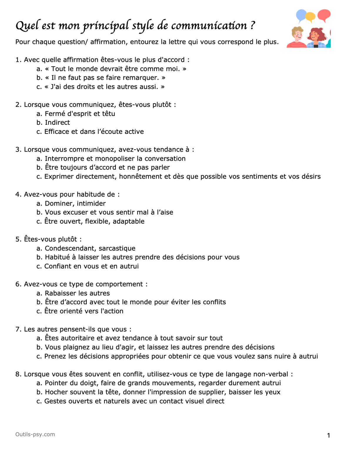 Relations, couple, communication : fiches et exercices [PDF]